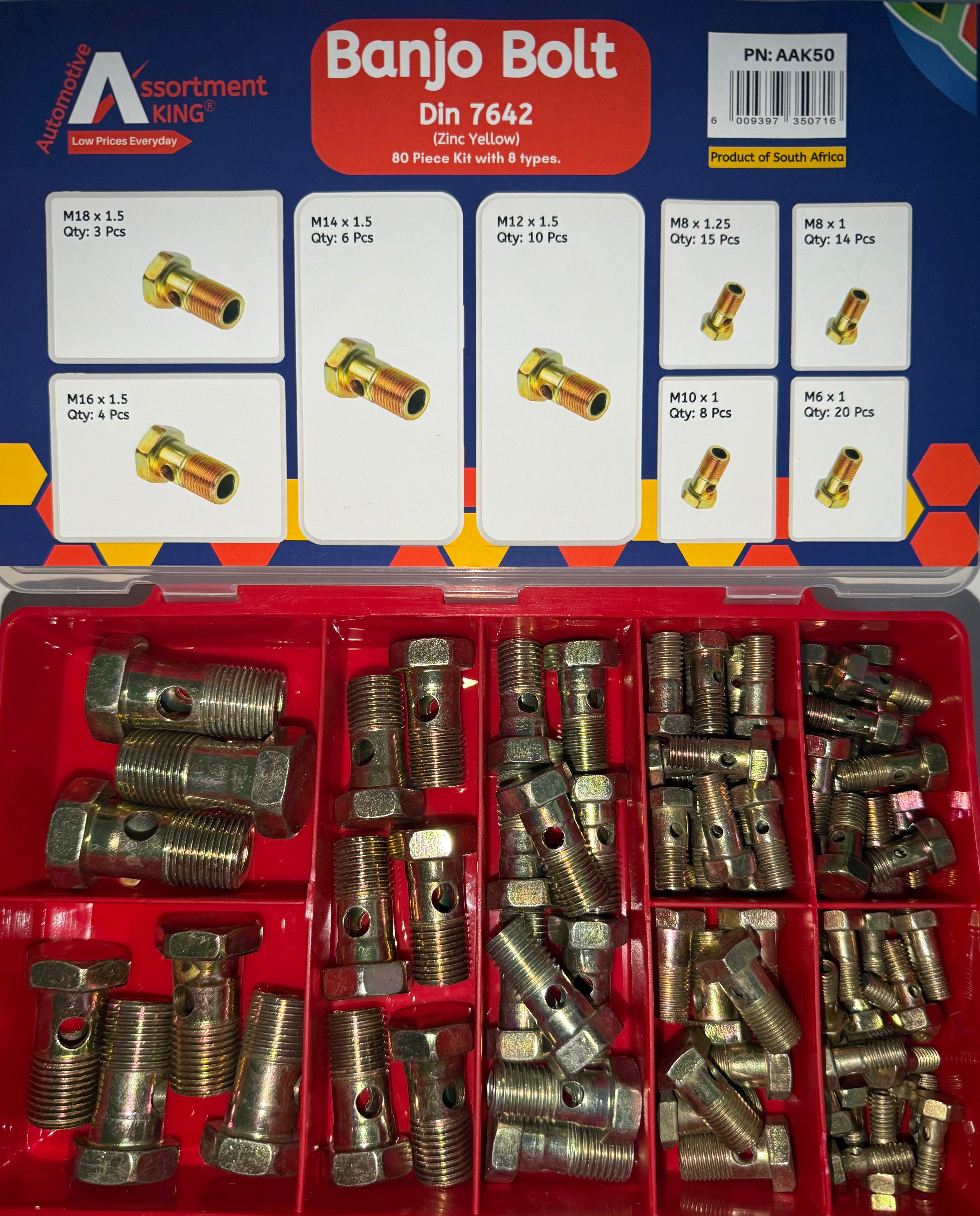 Banjo Bolt Din 7642 (Zinc Yellow) | 80 PCS – Shenka Industries